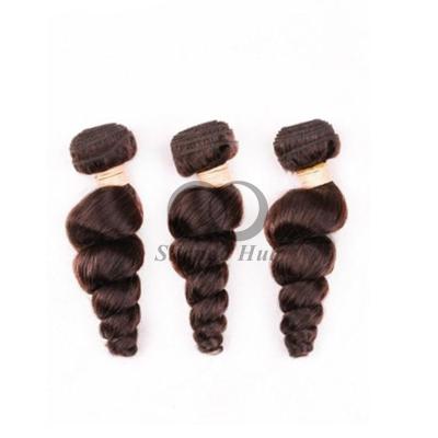 China #2 Dark Brown Loose Wave Remy Human Hair Bundles Sew In Weave Bundles Brazilian Bundle Deals for sale
