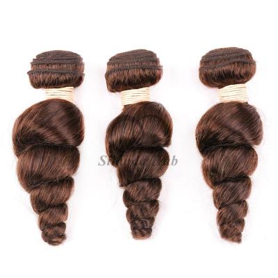 China #4 Medium Brown Loose Wave Remy Human Hair Bundles Sew In Weave Bundles Brazilian Bundle Deals for sale