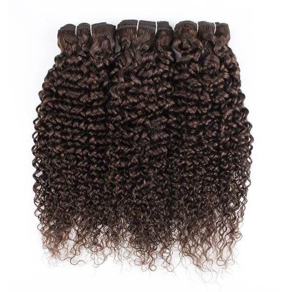 Quality #2 Dark Brown Kinky Curly Remy Human Hair Bundles Sew In Weave Bundles Brazilian Bundle Deals for sale