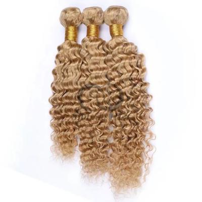 China #27 Honey Blonde Deep Wave Remy Human Hair Bundles Sew In Weave Bundles Brazilian Bundle Deals for sale