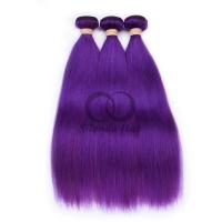 Quality Purple Straight Remy Human Hair Bundles Sew In Weave Bundles Brazilian Bundle for sale