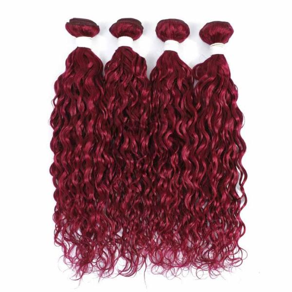 Quality Burgundy Water Wave Remy Human Hair Bundles Sew In Weave Bundles Brazilian for sale