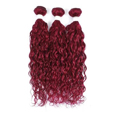 China Burgundy Water Wave Remy Human Hair Bundles Sew In Weave Bundles Brazilian Bundle Deals for sale