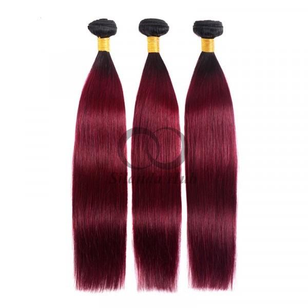 Quality #T1B/Burgundy Straight Remy Human Hair Bundles Sew In Weave Bundles Brazilian Bundle Deals for sale