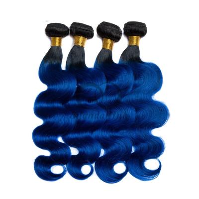 China #T1B/Blue Body Wave Remy Human Hair Bundles Sew In Weave Bundles Brazilian Bundle Deals for sale