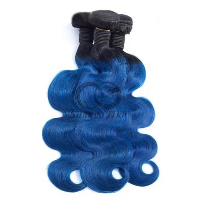 China #T1B/Blue Body Wave Remy Human Hair Bundles Sew In Weave Bundles Brazilian Bundle Deals for sale