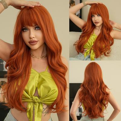 China Fashion Long Body Wave Hair Orange Synthetic Wigs For Women for sale