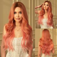 Quality Fashion Long Body Wave Dark Root Hair Pink Synthetic Wigs For Women for sale