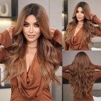 Quality Fashion Long Body Wave Dark Root Hair Brown Synthetic Wigs For Women for sale