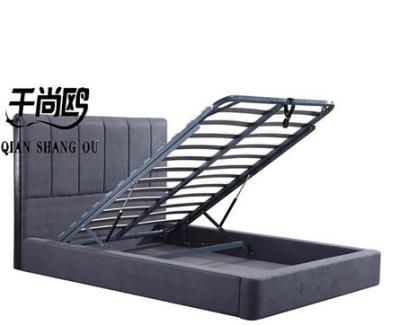 China Moderrn Design  Gray Soft Modern Platform Bed King Size Velvet Furniture with Storage Waterproof for sale