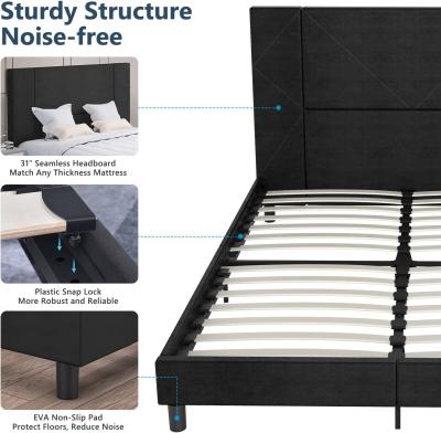 China Het Bed van fabrikantenupholstered storage platform met Tufted de Matrasstichting van het Fluweelhoofdeinde Te koop