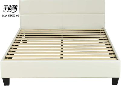 China Modern LED Headboard Bed , Solid Wood Leather Bed European Style for sale