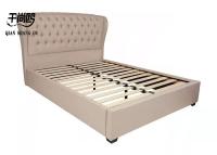 China Tufted upholstered queen size wingback platform bed black for sale