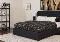 China Tufted upholstered queen size wingback platform bed black for sale