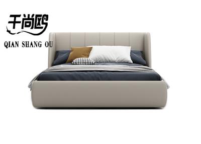 China Rugged Leather / Fabric Upholstered Bed , Modern Upholstered Platform Bed Moth proof for sale