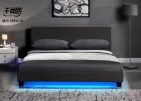 China LED light platform soft bed, leather design Double-King size for sale
