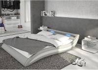 China Stylish Durable LED Upholstered Bed / Customizable Modern Leather Bed for sale