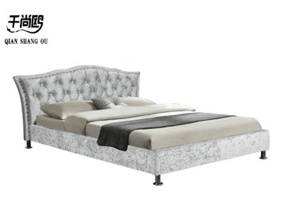 China Customizable Elegant Linen Upholstered Bed Ice Velvet Material For Bedroom for sale