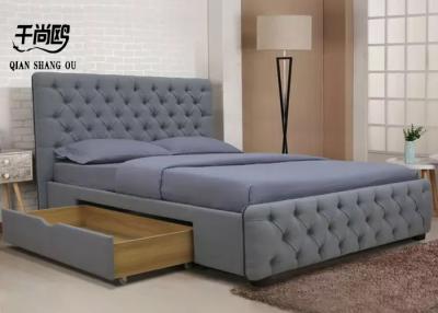 China Gray Pull Button Drawer Storage King Size Bed customized for sale