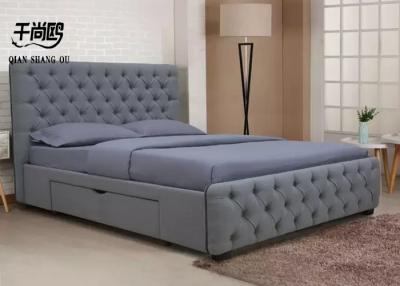 China Gray Pull Button Drawer Storage King Size Bed customized for sale