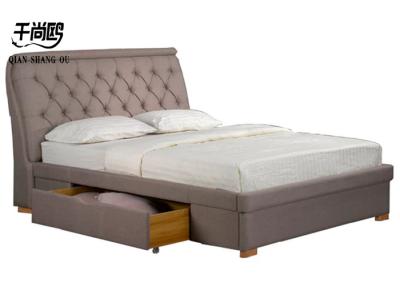 China Hotel fabric Double Bed With Storage Drawers European Style for sale