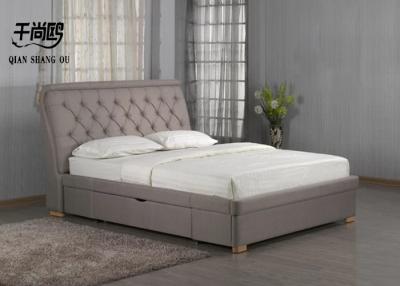 China Hotel fabric Double Bed With Storage Drawers European Style for sale
