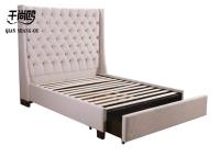 China Durable Elegant Upholstered Fabric Beds Pull Buckle Drawer for sale