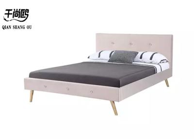 China Linen Queen Size Fabric Bed Frame , simple Upholstered Platform Queen Bed Frame for sale