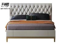 China Button Design Soft Platform Bed Leather Material customizable With Legs Support for sale