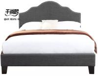 China Customizable Linen Soft Platform Bed Single Package with Silver Rivet for sale