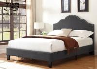 China Customizable Linen Soft Platform Bed Single Package with Silver Rivet for sale