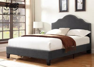 China Customizable Linen Soft Platform Bed Single Package with Silver Rivet for sale