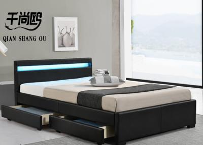 China Komt het opslag buitengewoon brede beklede bed met laden met regelbare LEIDENE stroken Te koop