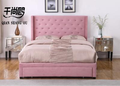 China Luxury Pink Princess Upholstered Storage Platform Bed with Button-tufted Headboard for sale