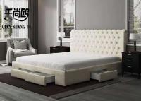 China Rensselear Tufted Upholstered Low Profile Storage Platform Bed for sale