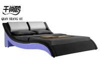 China Morden Shining Crystal Button Leather Bed With LED Lights for sale