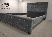 China Queen Crystal Platform Tufted Bed , Velvet Upholstered Platform Bed for sale