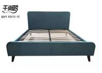 China Linen Grey Upholstered Panel Bed Frame , Fabric Queen Size Bed Frame for sale