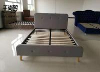 China Linen Grey Upholstered Panel Bed Frame , Fabric Queen Size Bed Frame for sale