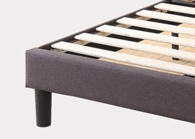 China Modern Fabric Bed Frame Upholstered Button Tufted Premium Platform Bed Wood Slat Support for sale