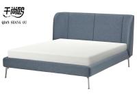 China Simple Fabric Cushion Platform Bed Frame with Wing Board Backrest for sale