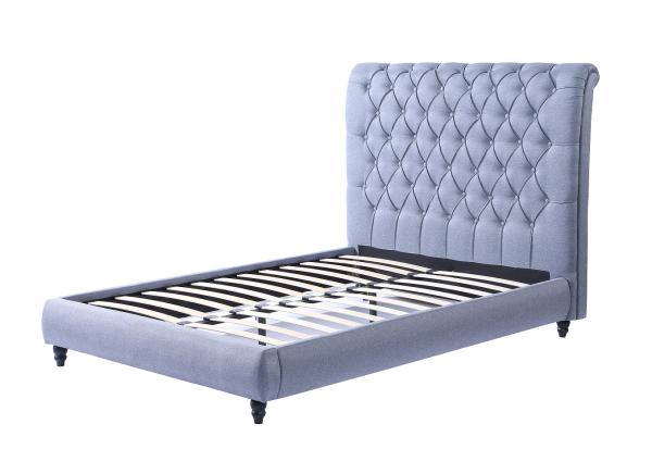 Hotel Bedroom Modern Design Queen Size Gray Soft Platform Button Bed with Waterproof