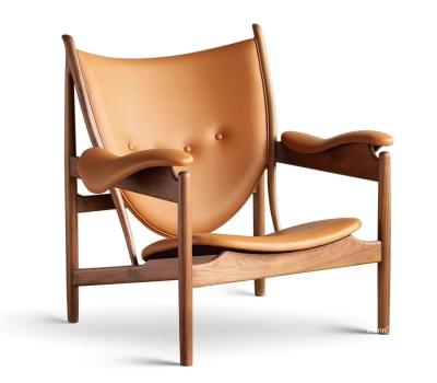 China Customizable Antique Style Chieftain Chair Nappa Leather Ash Wood Single Chair for sale