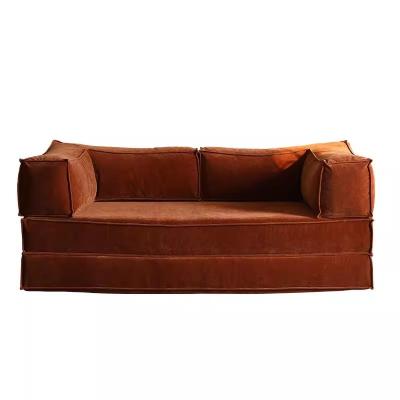 China Custom Color Vacuum Compression Sofa Tofu Block Retro Corduroy Fabric Sofa Skeleton Free for sale