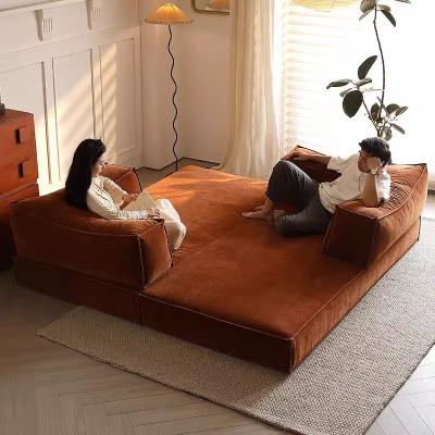 China Custom Color Vacuum Compression Sofa Tofu Block Retro Corduroy Fabric Sofa Skeleton Free for sale