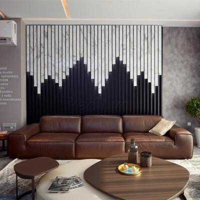 China Customized Living Room Leather Sofa Large Black Cow Sofa Italian Minimalist Style for sale