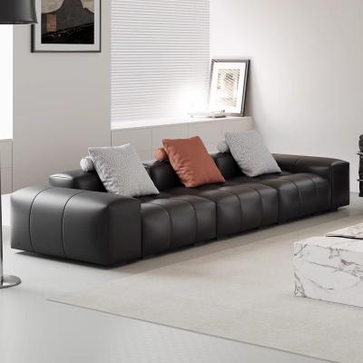China Light Luxury Living Room Leather Sofa Cowhide Layer Modern Modular Leather Sofa for sale