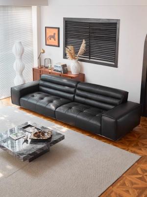 China Light Luxury Living Room Modern Style Leather Couch Simple High End Leather Sofa for sale