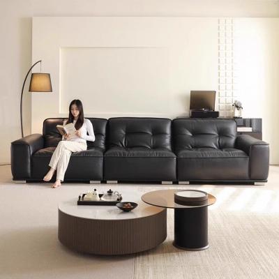 China OEM Design Modern Leather Straight Sectional Sofa art deco For Small Apartment for sale
