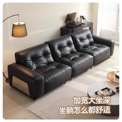 China OEM Design Modern Leather Straight Sectional Sofa art deco For Small Apartment for sale